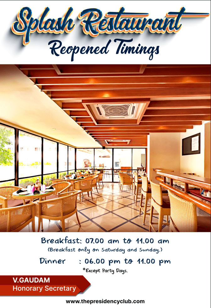 Splash Revised Timings – The Presidency Club